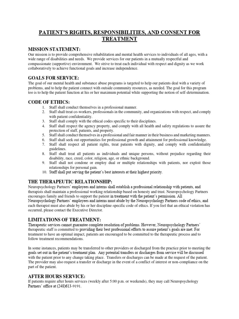 PT Rights and Responsibilities | PDF | Confidentiality | Complaint