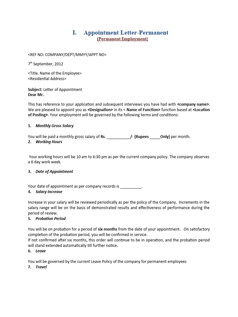 Appointment Letter Fomat | PDF | Salary | Employment