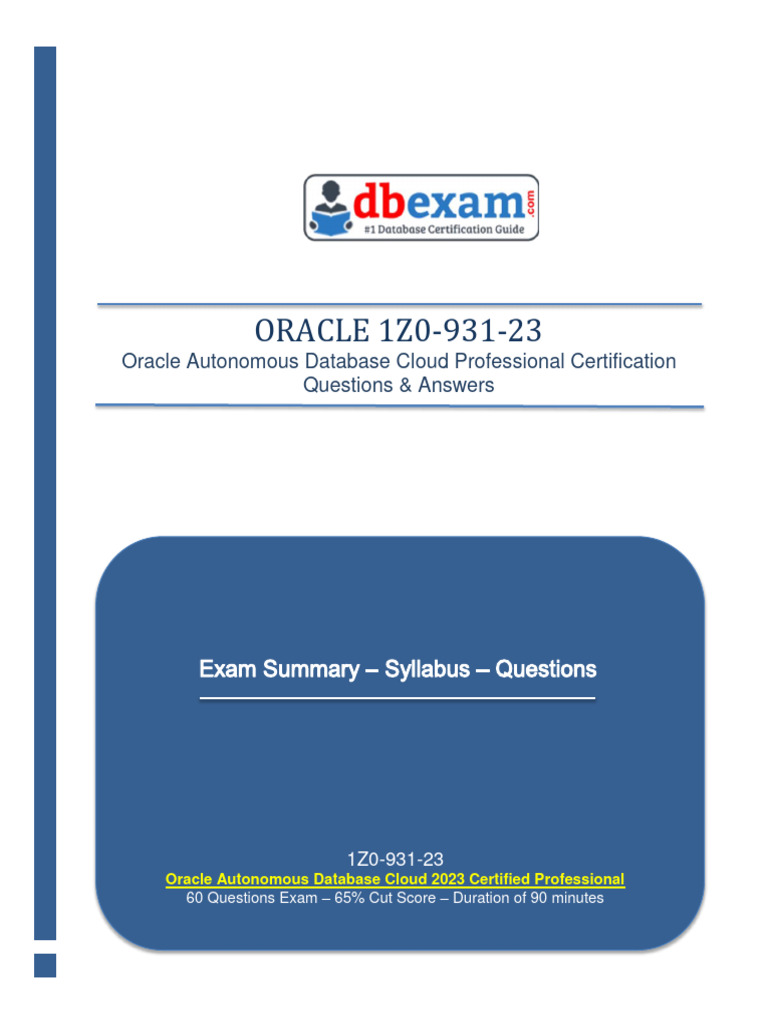 Oracle 1Z0 931 23 Questions and Answers PDF | PDF | Databases | Cloud Computing
