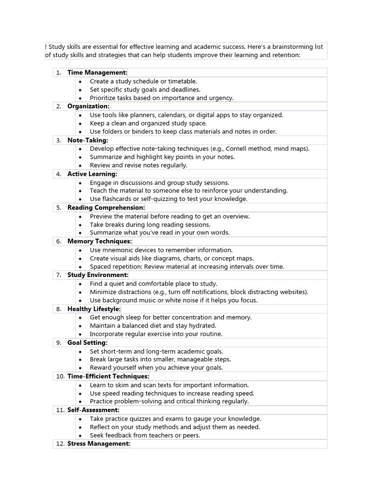 Study Skills | PDF | Study Skills | Cognition Study Skills | PDF | Study Skills | Cognition
