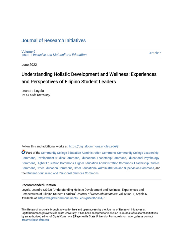 Holistic Development and Wellness For Filipino Student Leaders | PDF ...