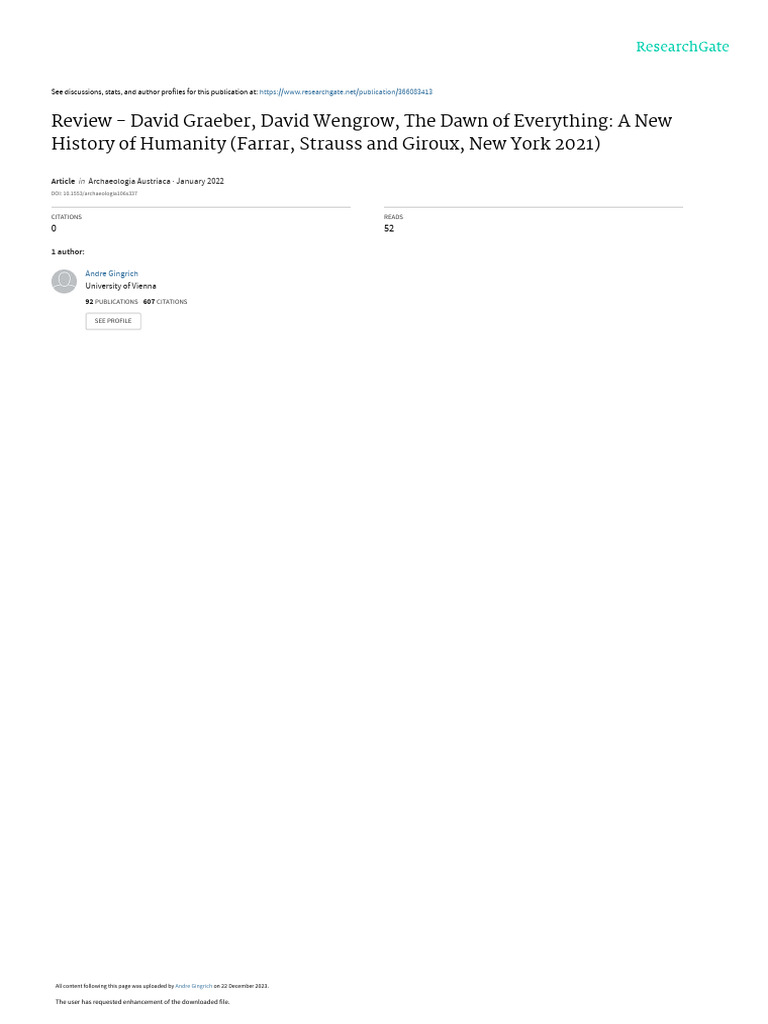 Review - David Graeber David Wengrow The Dawn of E | PDF | Anthropology ...