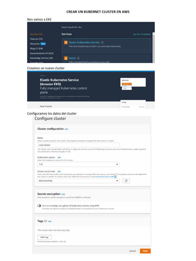 Crear Un Kubernet Cluster en Aws | PDF