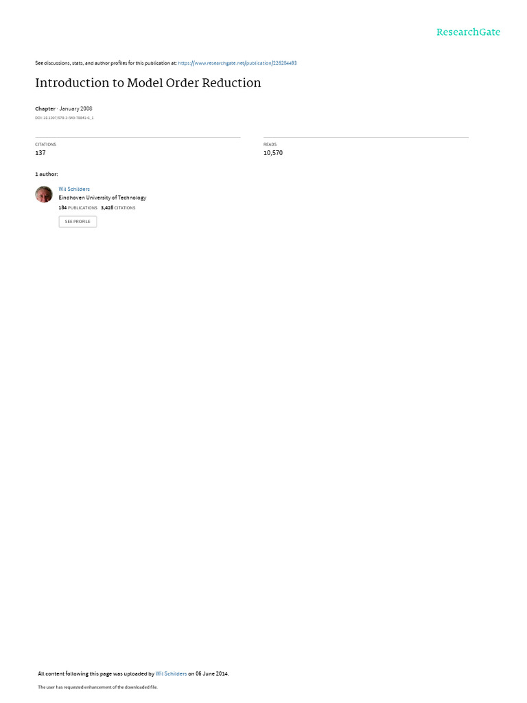 Introduction To Model Order Reduction | PDF | Eigenvalues And Eigenvectors | Stability Theory