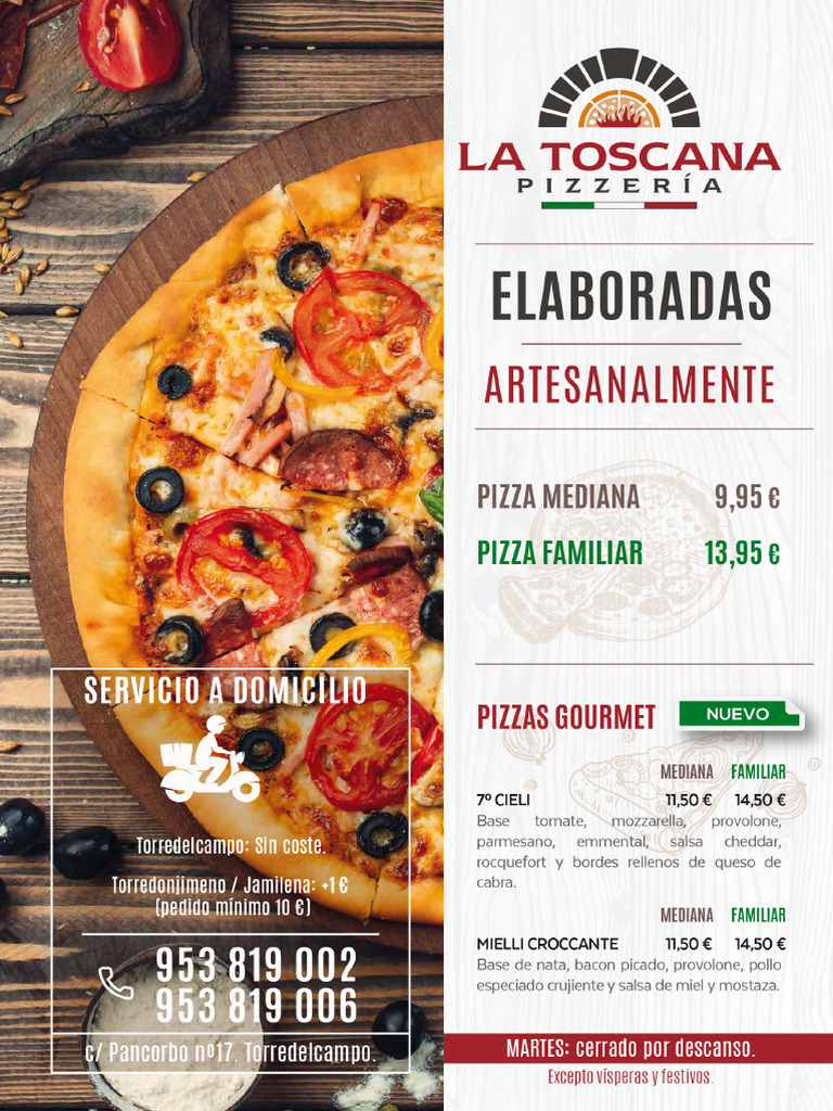 Carta Pizzería La Toscana Torredelcampo | PDF