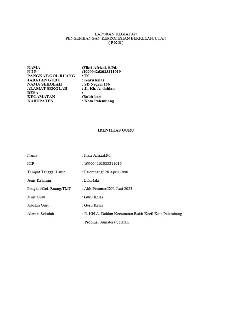Contoh Laporan PKB | PDF