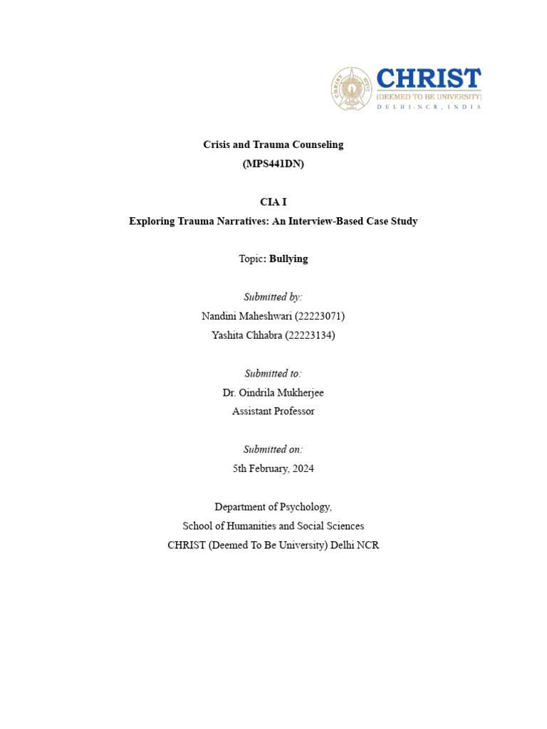 Bullying Trauma: Healing Through Counseling | PDF | Psychological ...