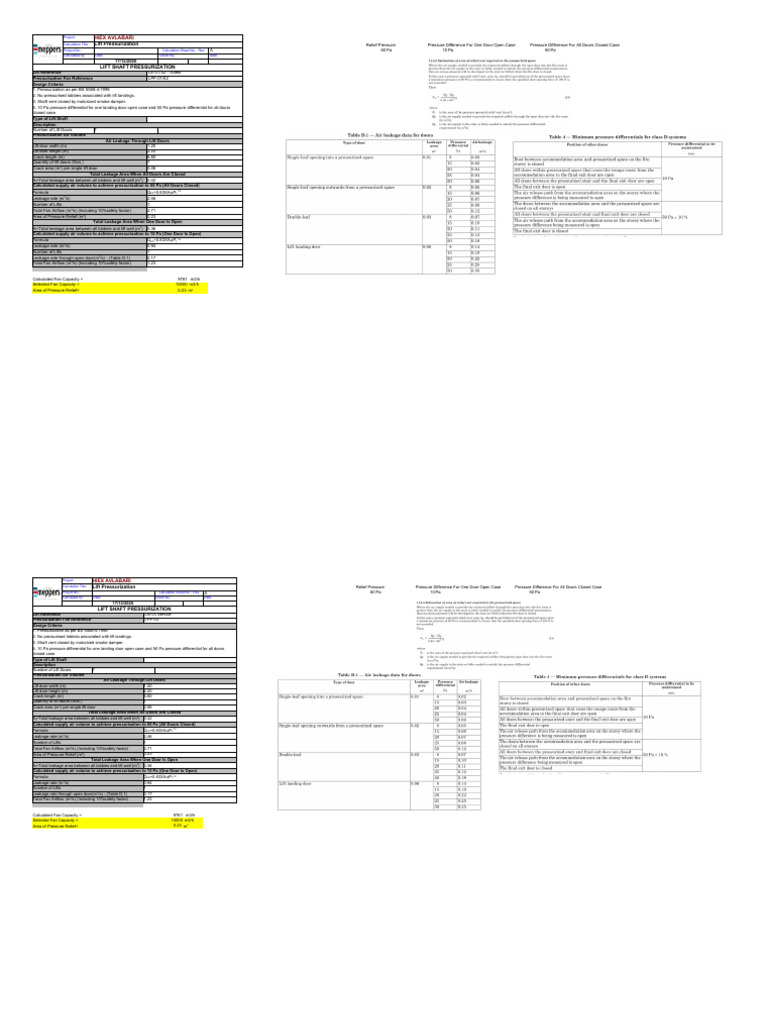 Lift Shaft Pressurization Calculations | PDF | Elevator | Area