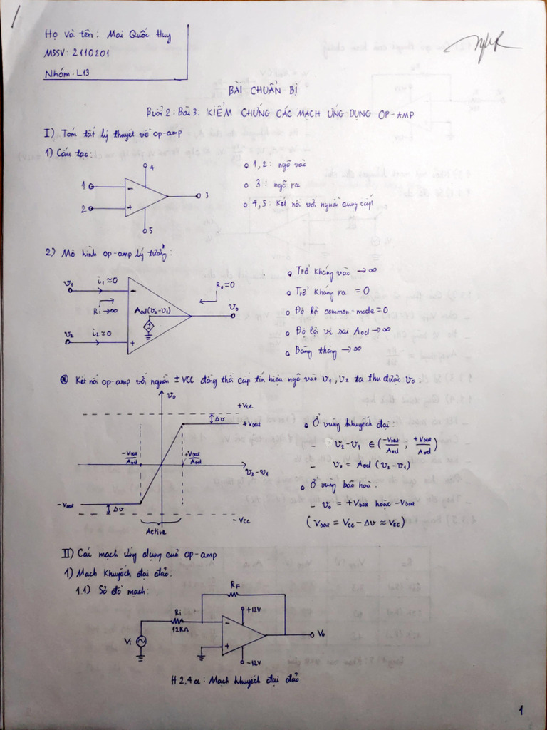 Prelab 2 Opamp | PDF
