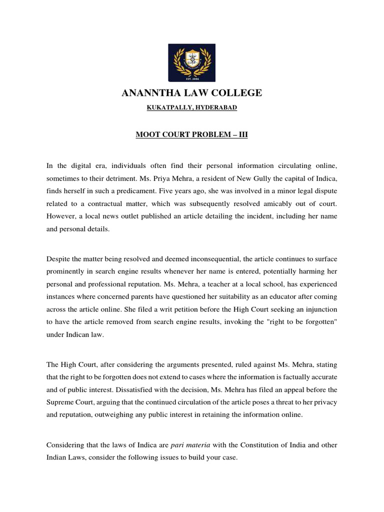 Moot 03 - Constitutional Case 2024 | PDF | Privacy | Appeal