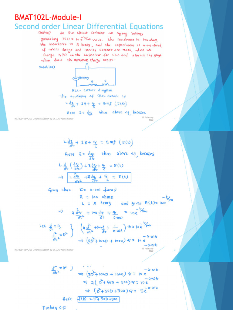 Bmat102l Module I Application Of De 2 Pdf Algebra Linear Algebra