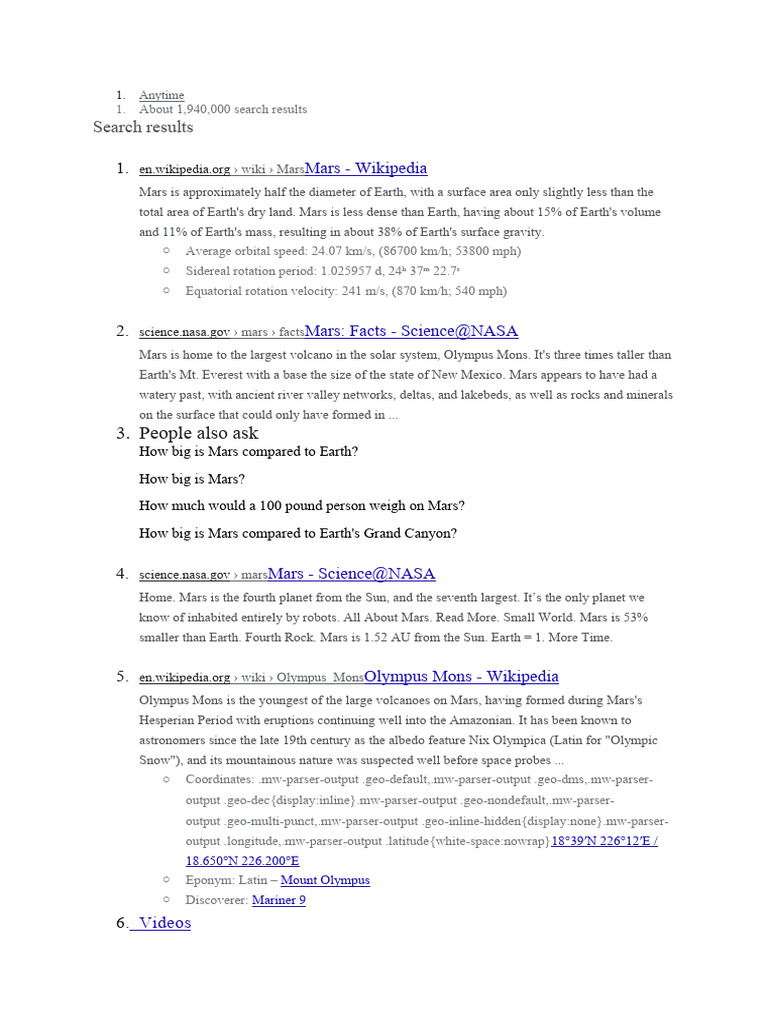 MArs Notes | PDF | Mars | Earth