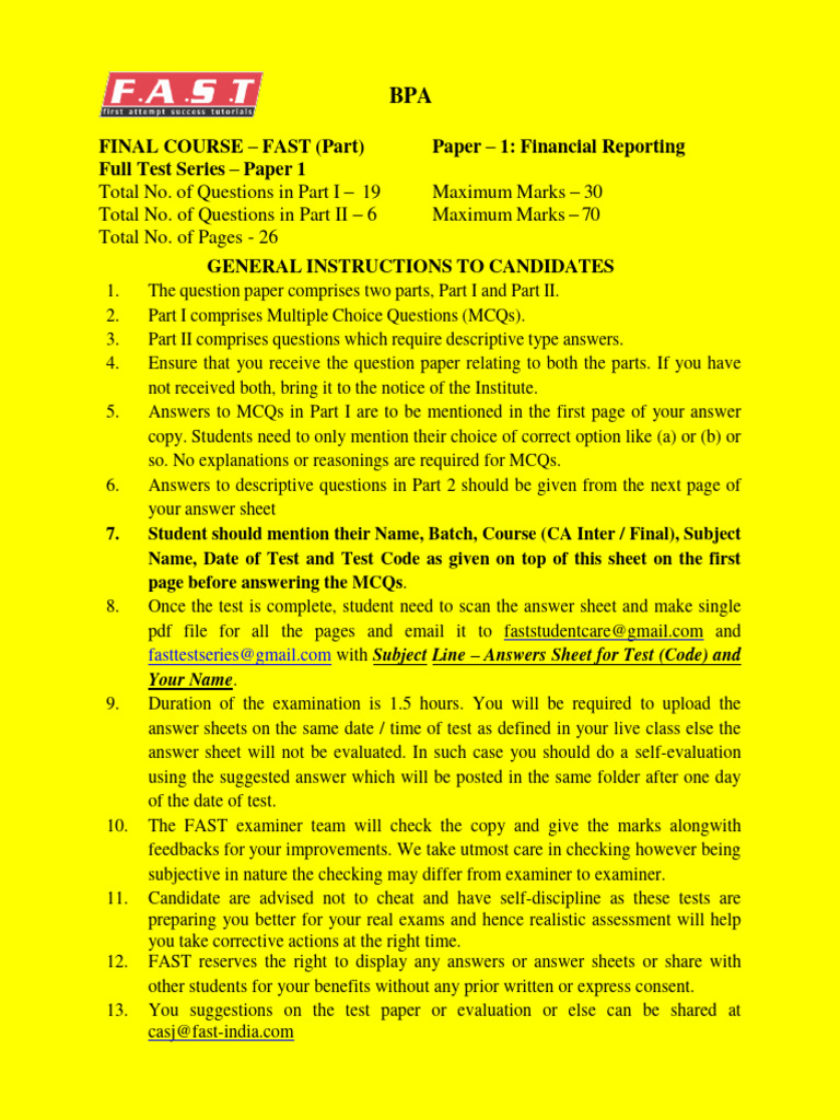 FR Sample Paper and Suggested Answer | PDF | Multiple Choice | Equity ...