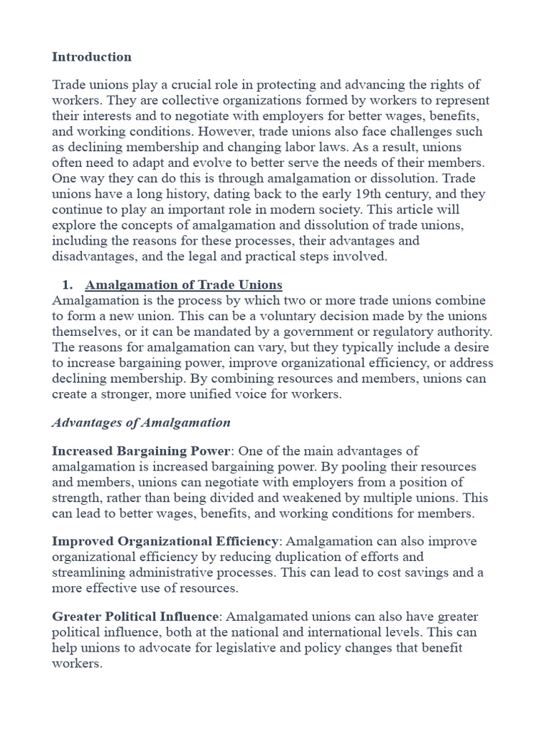 Amalgamation of Trade Union | PDF | Trade Union | Ratification