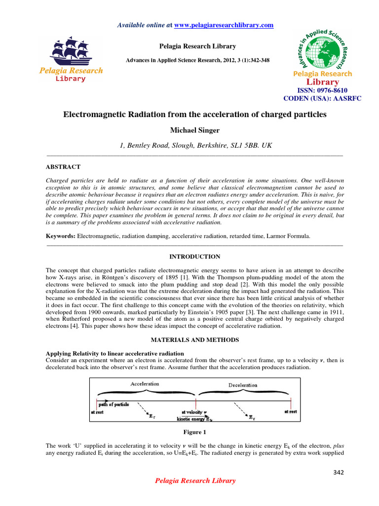 Electromagnetic Radiation From The Acceleration of Charged Particles | PDF | Electron ...