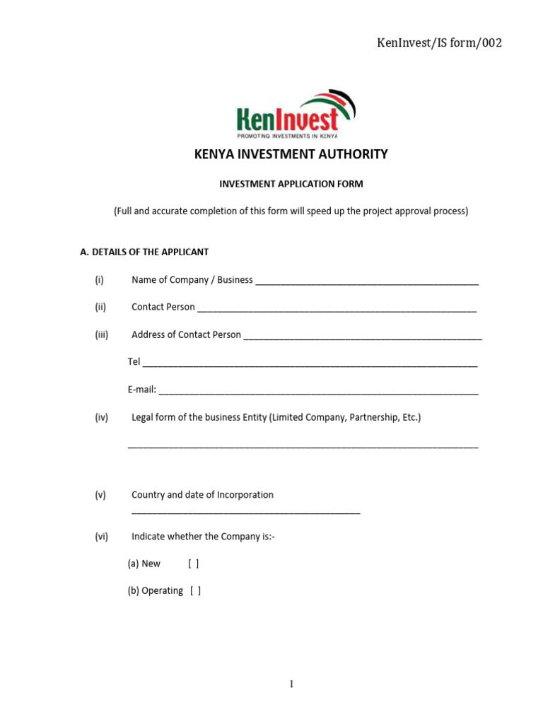 Investment Application Form 2018 | PDF | Business | Economies