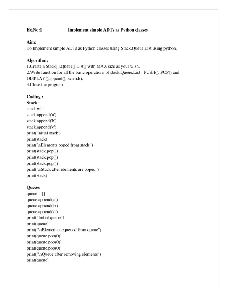Ad3271 Lab Manual | PDF | Queue (Abstract Data Type) | Algorithms