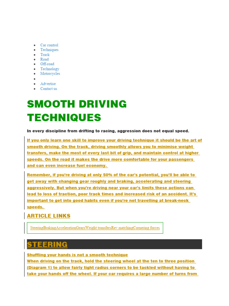 Smooth Driving Techniques for Control | PDF | Manual Transmission | Clutch