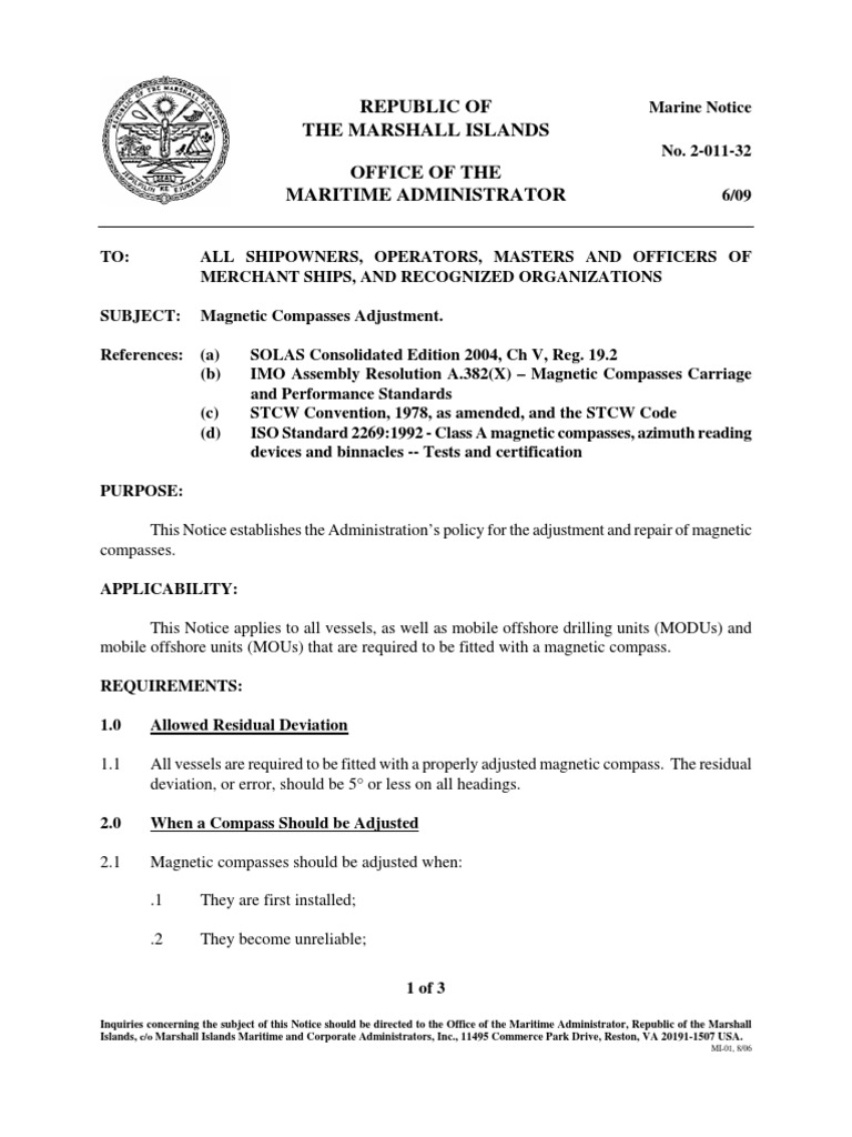 Compass Adjustment Guidelines | PDF | Compass | Magnetism