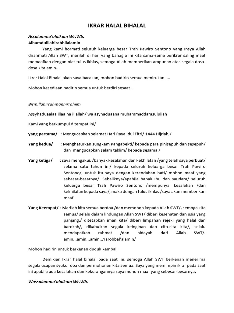 Ikrar Halal Bihalal | PDF