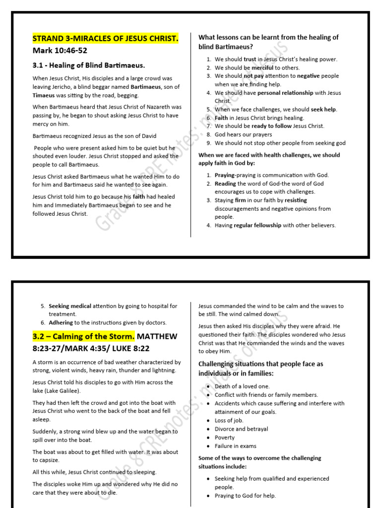 STRAND 3 Miracles of Jesus | PDF | Jesus | Disciple (Christianity)