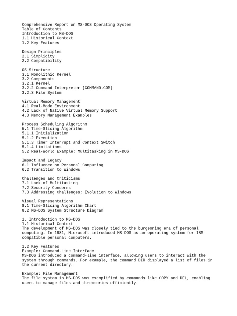 Comprehensive Report On MS-DOS Oper | PDF | Process (Computing ... Comprehensive Report On MS-DOS Oper | PDF | Process (Computing ...