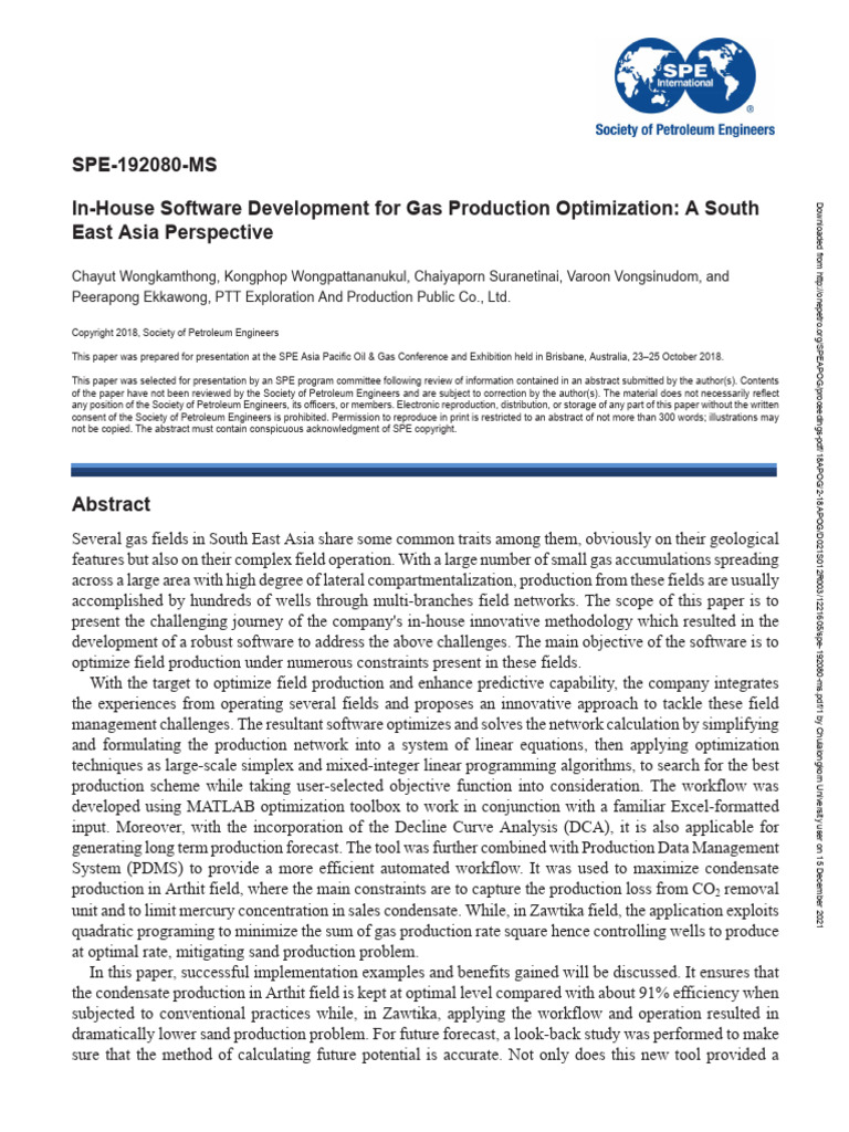 Spe 192080 Ms | PDF | Mathematical Optimization | Forecasting