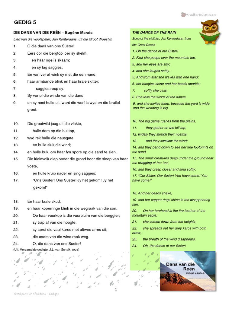 DANS VAN DIE REëN Werkkaarte | PDF