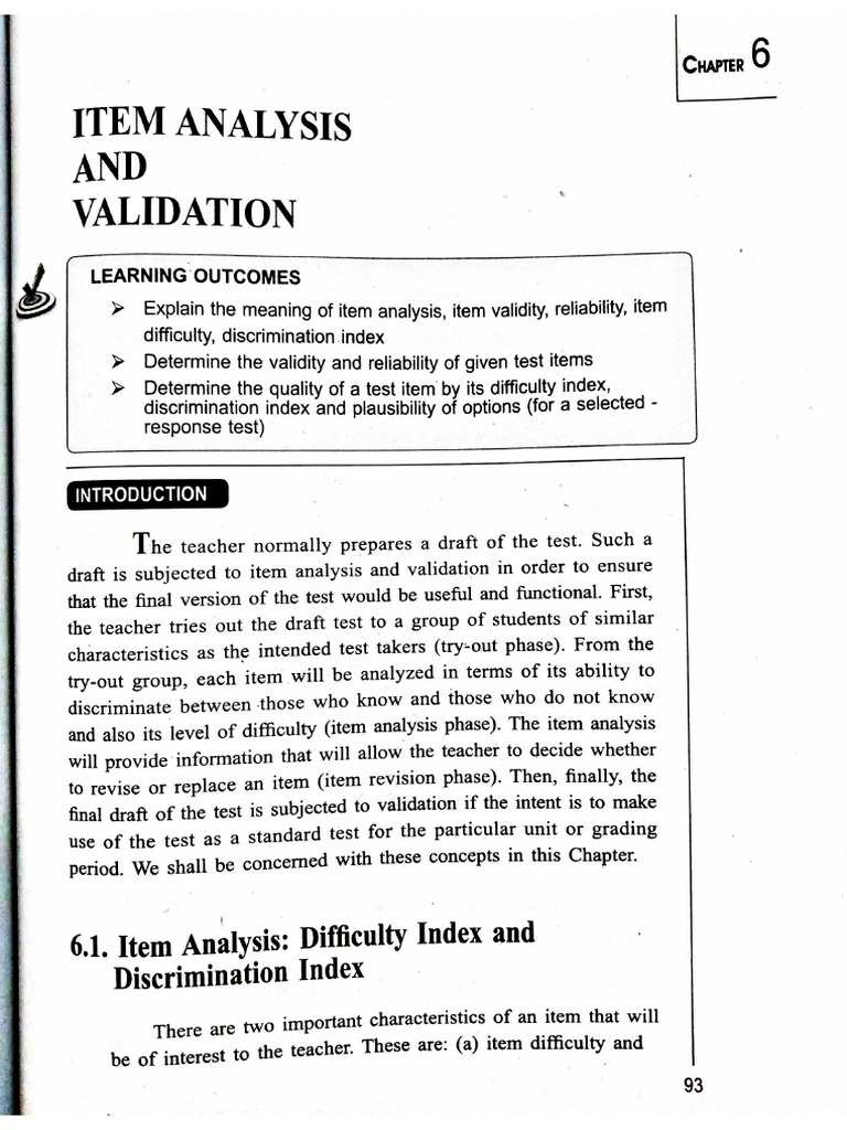 CHAPTER 6 Item Analysis and Validation | PDF