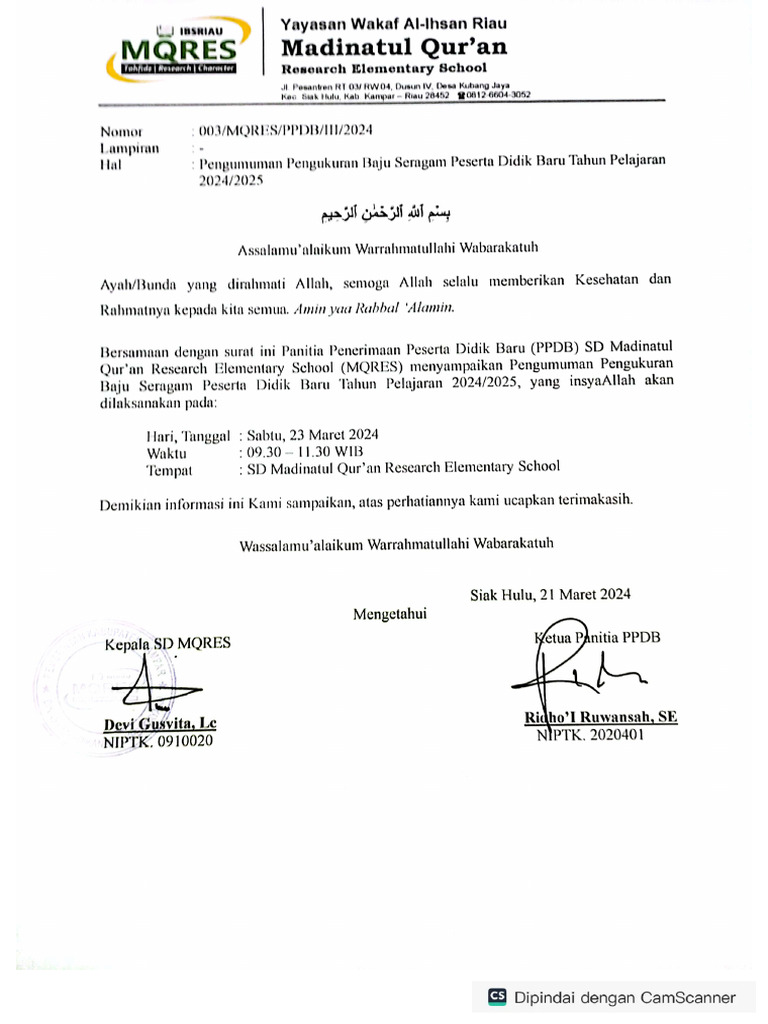 Pengumuman Ukur Baju | PDF