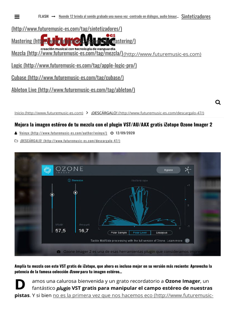 Mejora Tu Imagen Estéreo Con El Plugin VST Gratis Ozone Imager 2 | PDF | Sintetizador | Informática