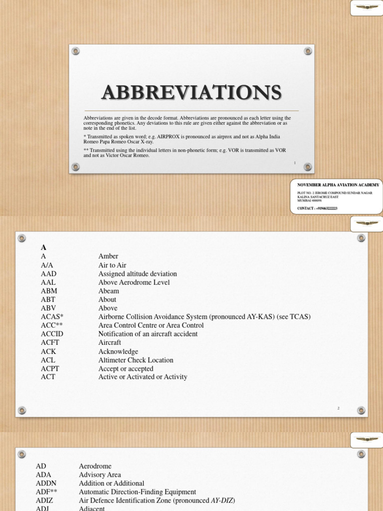 RTR ABBREVIATIONS Full Form | PDF | Air Traffic Control | Instrument ...