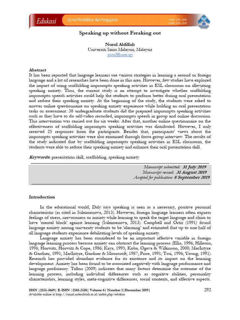 Speaking Up Without Freaking Out | PDF | Learning | English As A Second ...