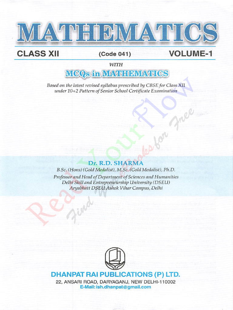 RD Sharma | PDF | Integral | Matrix (Mathematics)