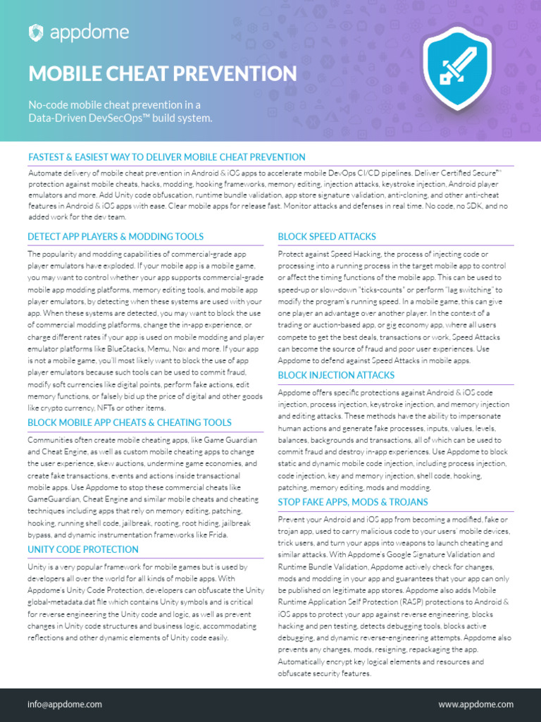 Mobile Cheat Prevention: No-Code Mobile Cheat Prevention in A Data-Driven Devsecops™ Build ...