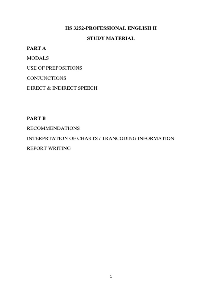Unit 4 Material - HS3252 Professional English Ii | PDF | Preposition ...
