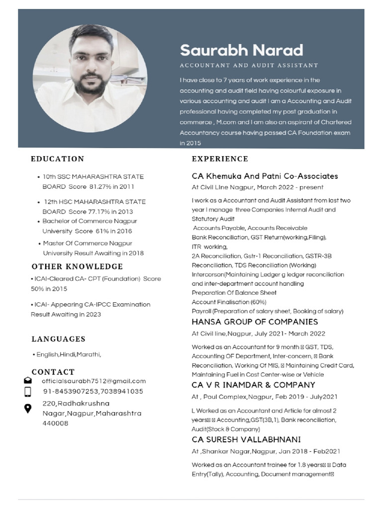 Saurabh Narad CV-6 | PDF