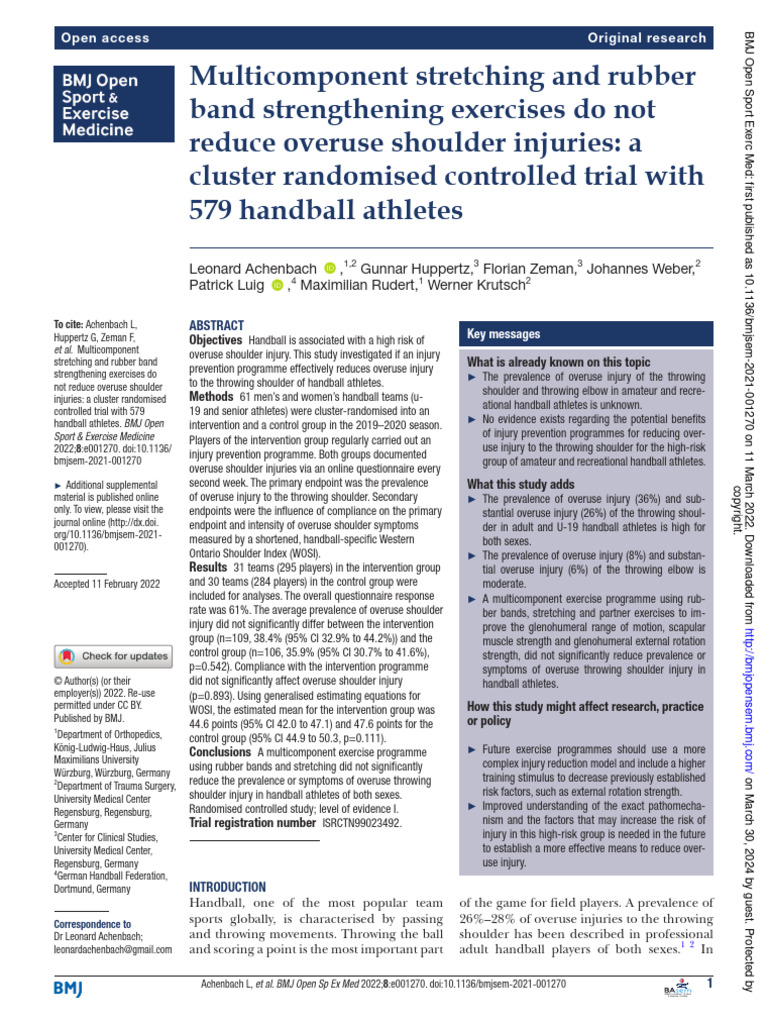 Multicomponent Stretching and Rubber | PDF | Randomized Controlled Trial | Shoulder