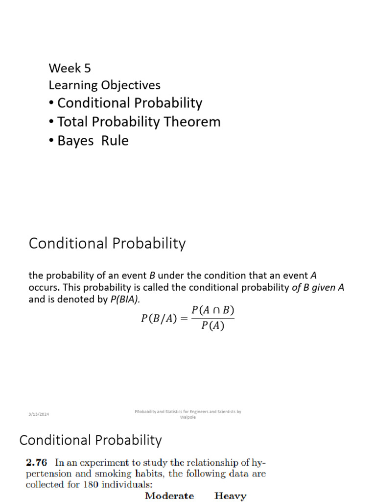 Lecture-5 Conditional Probability and Bayes Rule | PDF | Probability | Mathematics