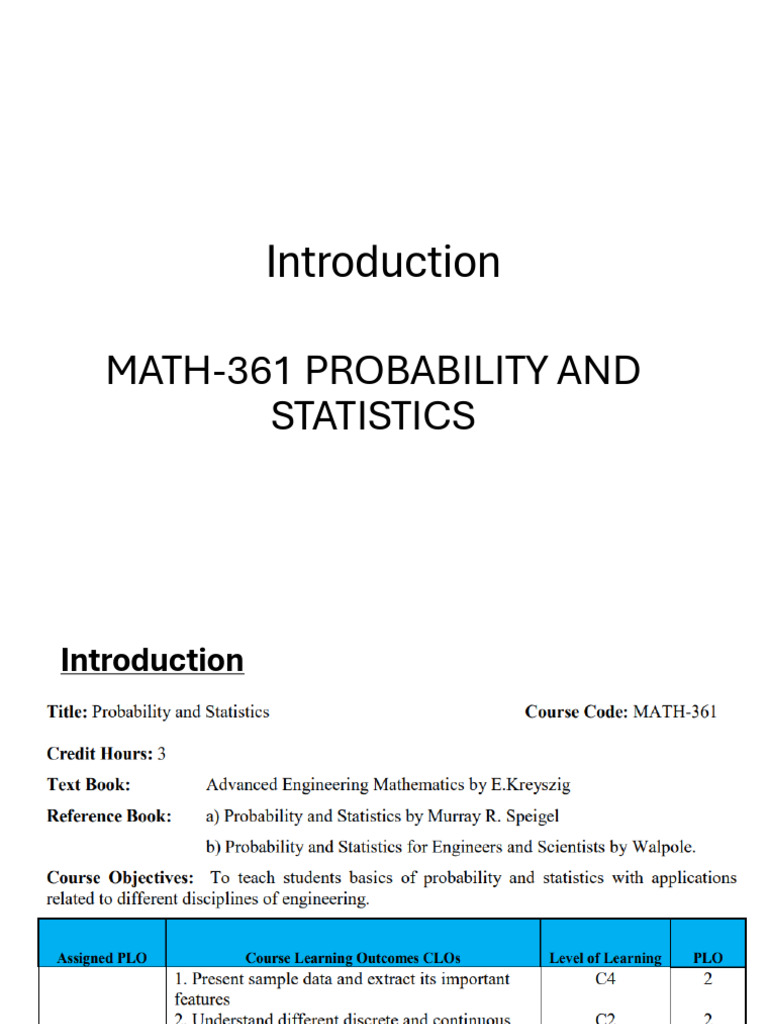 Lecture-1 Introduction | PDF | Statistics | Histogram Lecture-1 Introduction | PDF | Statistics | Histogram
