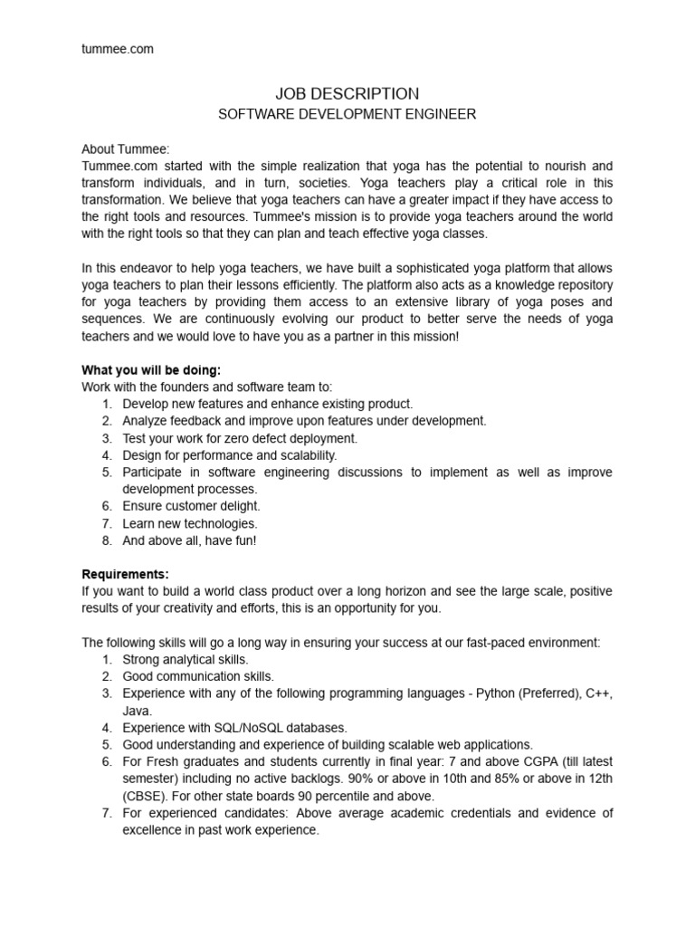 SDE1 Job Description JD | PDF | Teachers | Computer Science