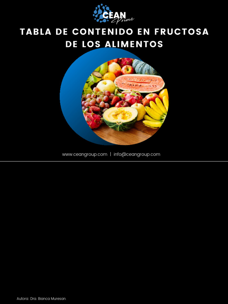 Tabla de Contenido en Fructosa de Los Alimentos - CEAN PRIME | PDF ...