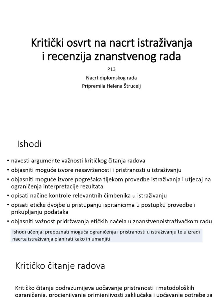 P13 Kritički Osvrt | PDF