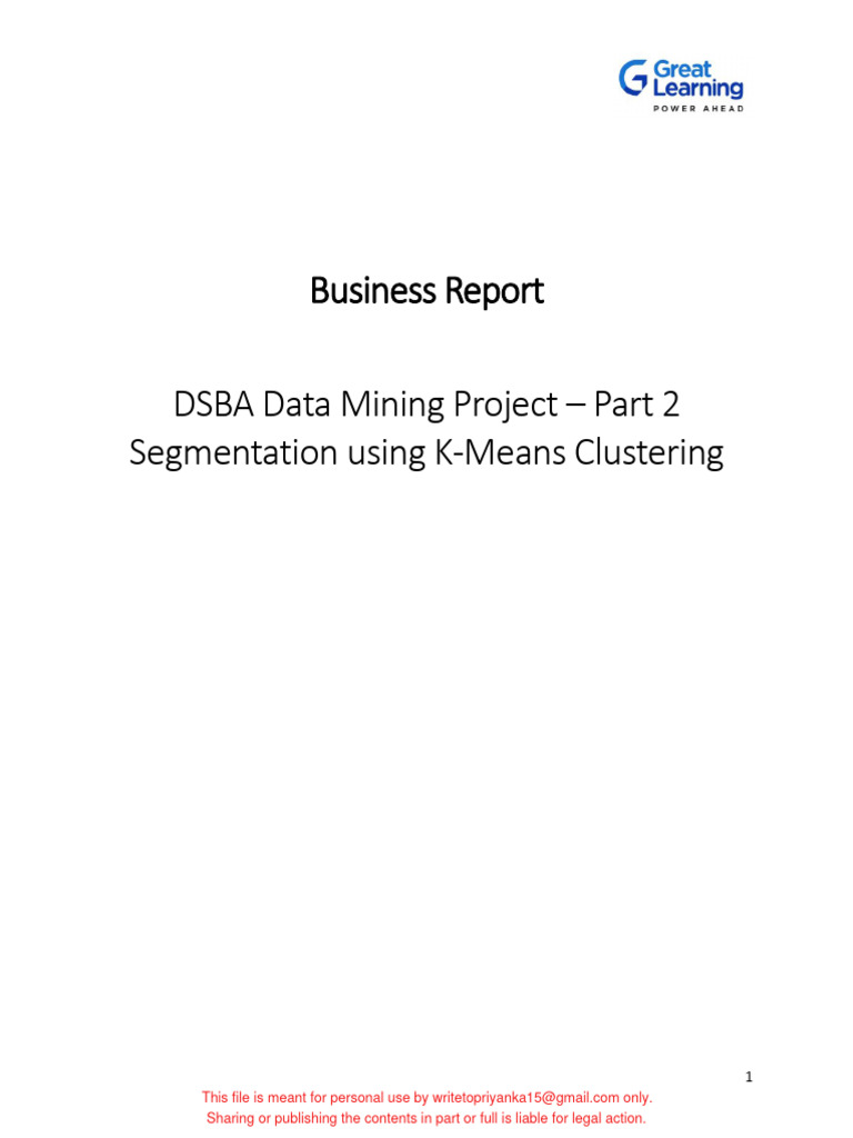 Data Mining Project DSBA Clustering Report Final | PDF | Cluster Analysis | Outlier