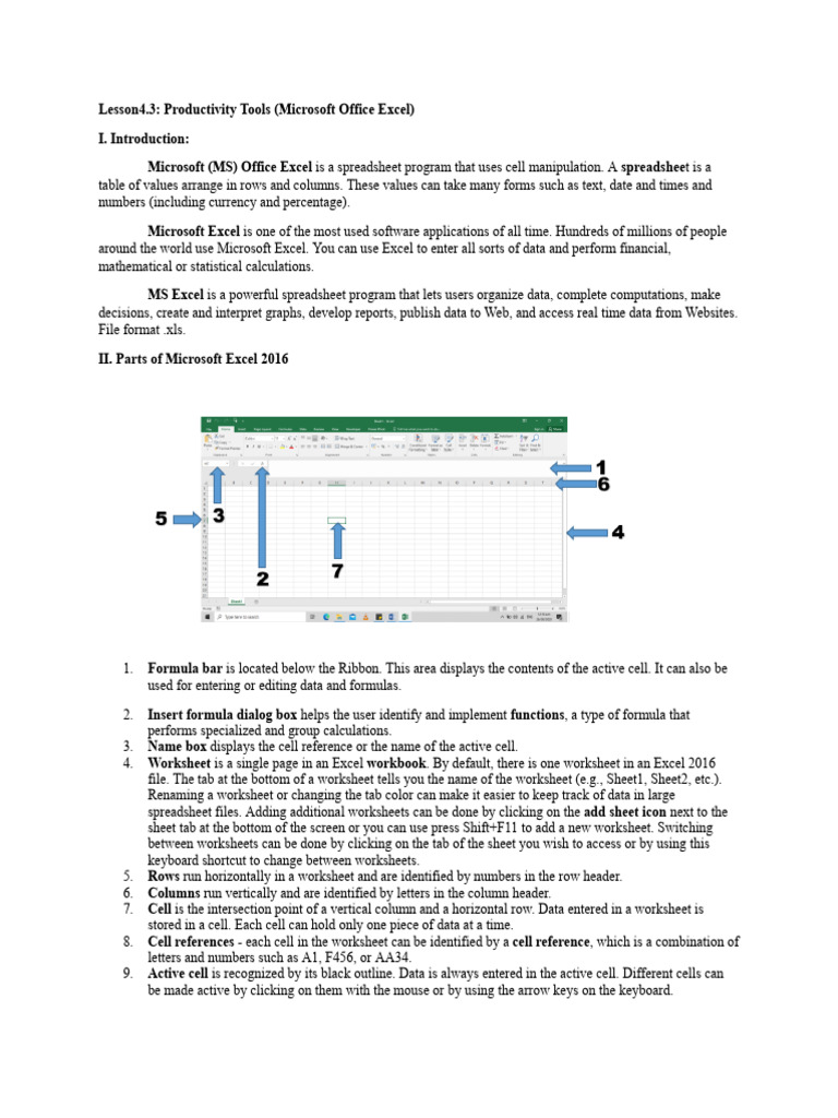 Productivity Tools Microsoft Office Excel | PDF | Spreadsheet ...