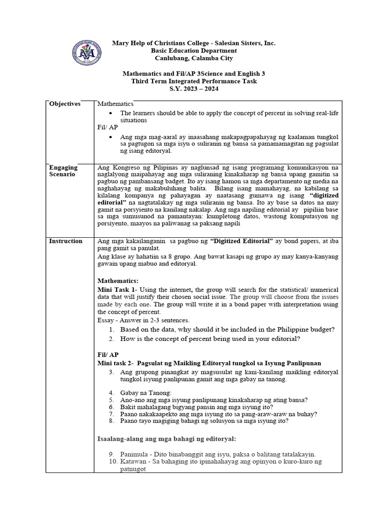 3FPT - Math and FilAP | PDF