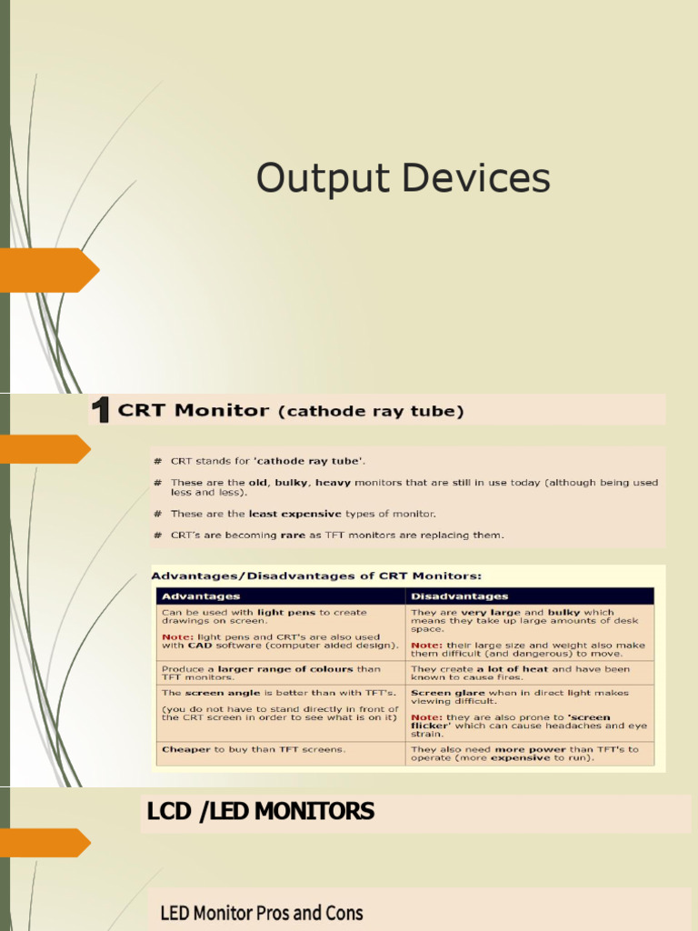 Overview of Output Devices and 3D Printing | PDF | Technology & Engineering