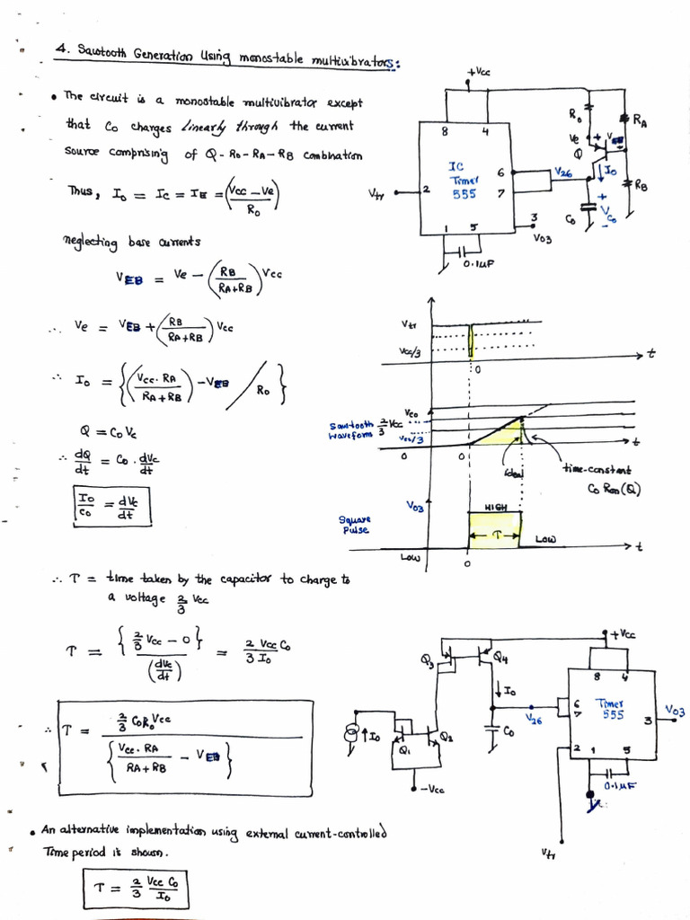 Saw-Tooth Waveform Generation Using Monostable Multivibrators Using 555 Timer | PDF ...