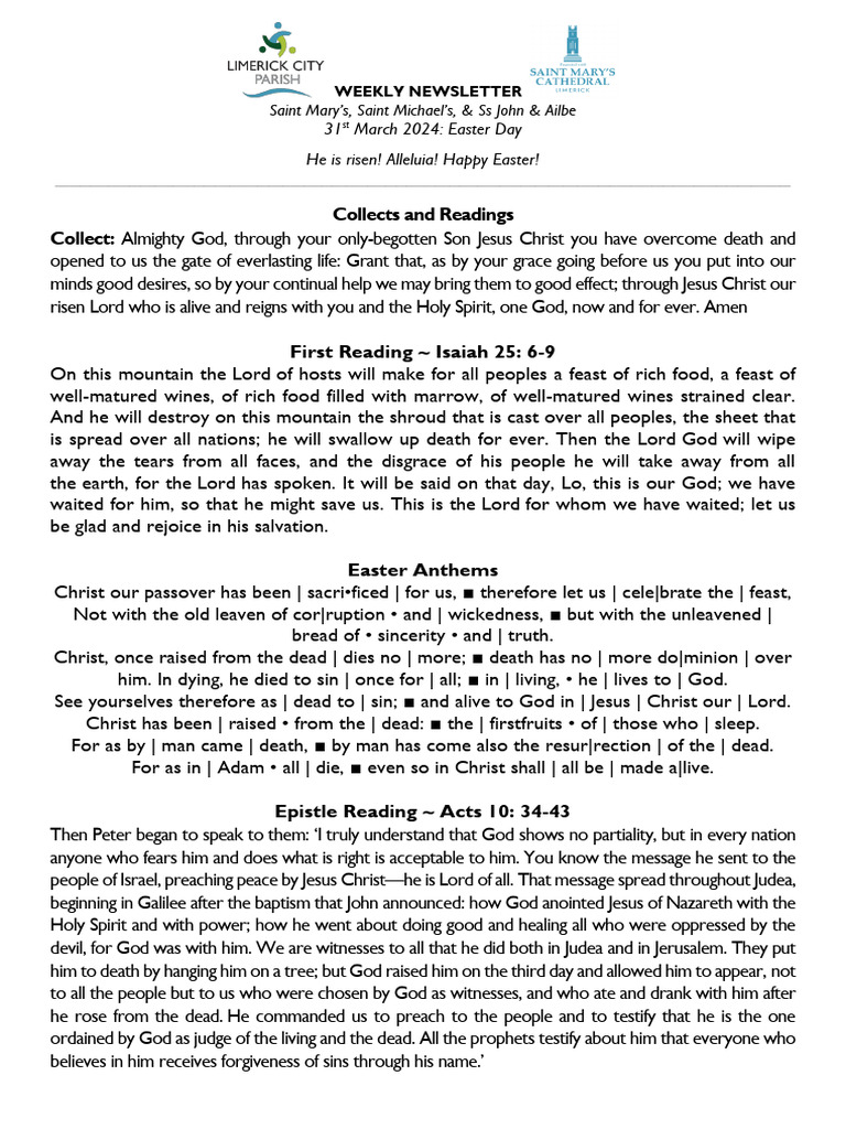 Weekly Newsletter, 31 March 2024 | PDF | Jesus | Disciple (Christianity)