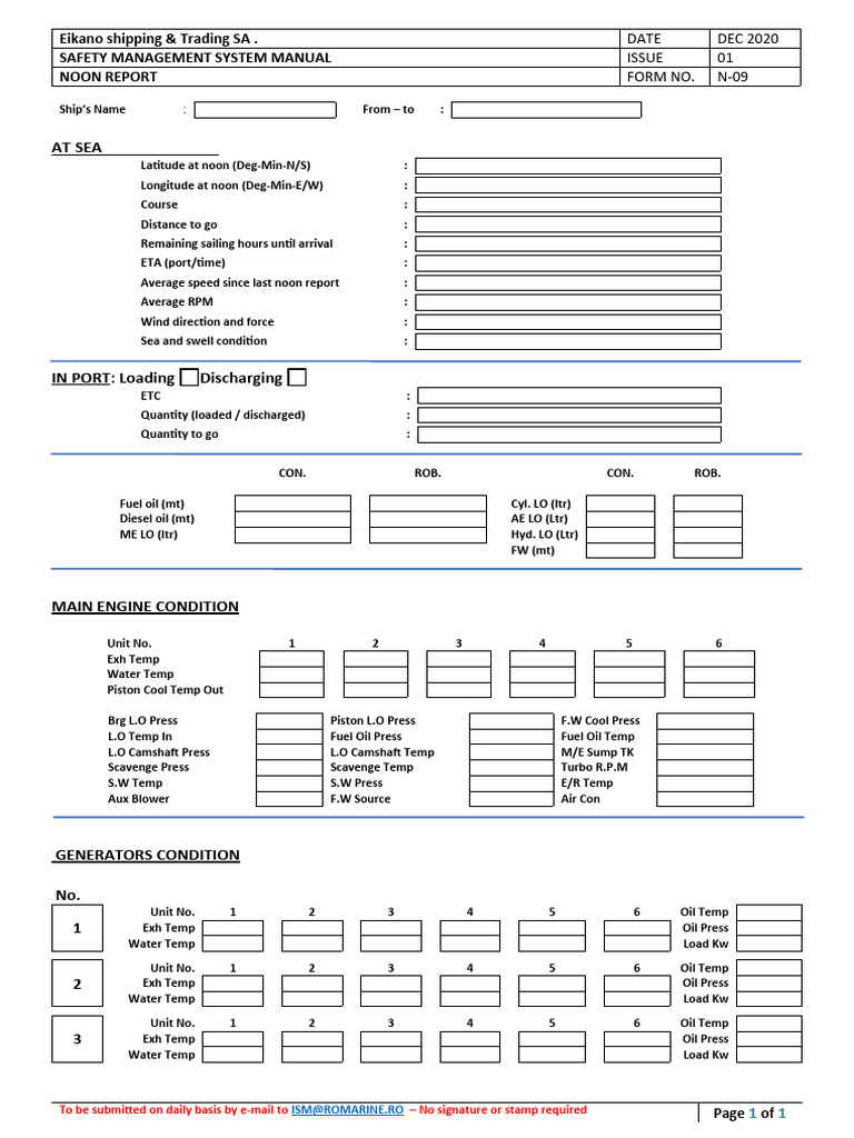 N-09 - Noon Report | PDF | Engines | Internal Combustion Engine